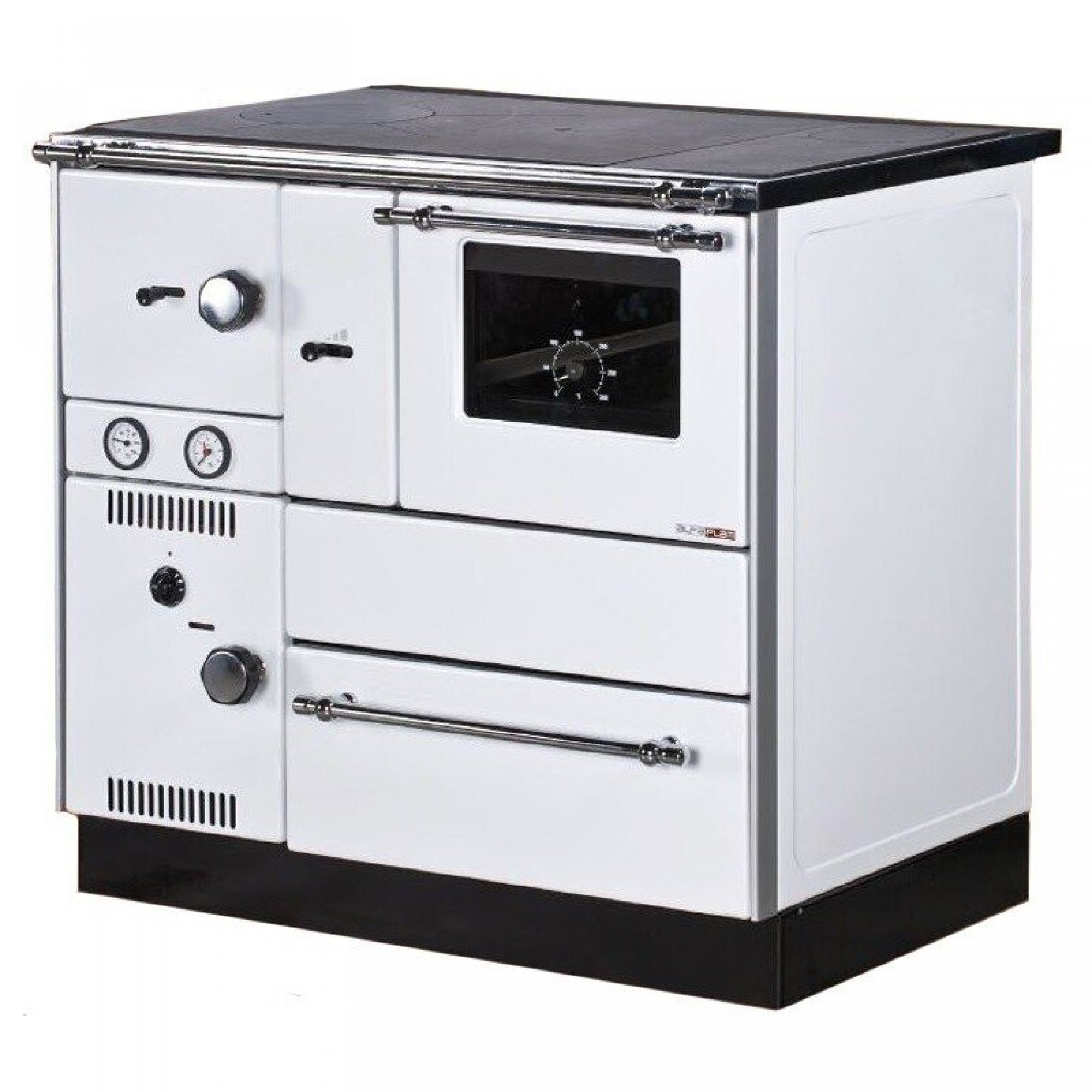 Vattenmantlad vedspis med ugn Alfa Plam Alfa Term 27 Vit, 27,56 kW ...